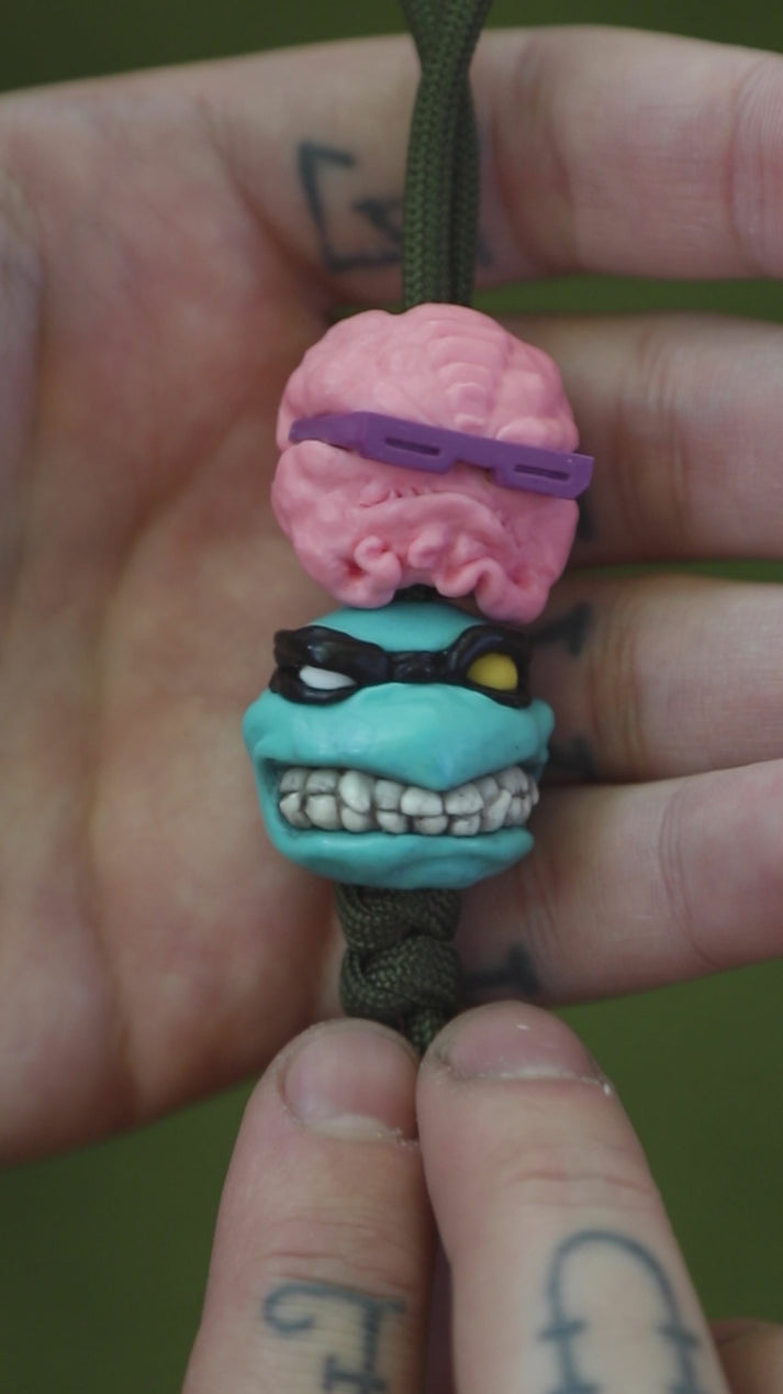Set of 2 beads: evil turtle+brain – Apes Art